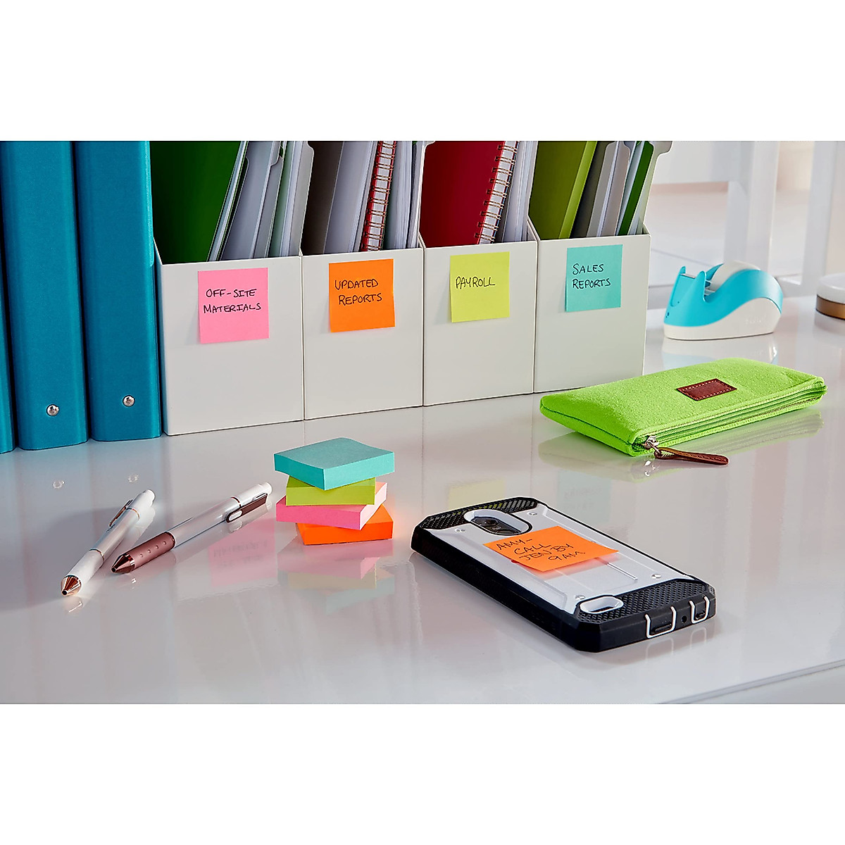 Post-it Super Sticky Notes,2x2 in, 8 Pads, 2x the Sticking Power, Supernova Neons Collection, Recyclable (622-8SSMIA) , 1 7/8" x 1 7/8" , Assorted
