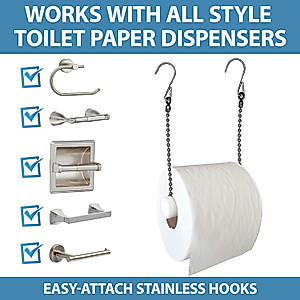 TP Buddy The 2-in-1 Toilet Paper Roll Holder - Works with Any Size Roll - Bathroom Accessories – Extra Roll – Double Capacity Toilet Tissue Dispenser -White