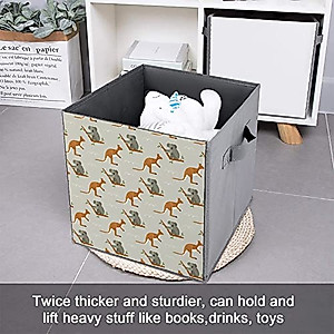 Koalas and Kangaroos Canvas Collapsible Storage Bins Cube Organizer Baskets with Handles for Home Office Car
