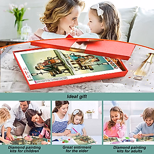 Acudotr Diamond Painting Kits for Adults, 5D DIY Diamond Art Kits for Beginners, Full Drill Diamond Painting Kits for Home Wall Decor, Old Couple, 12x16 Inch