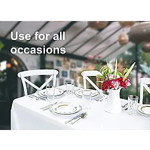Sonluma 6 Pack 108" X 54" White Premium Disposable Plastic Tablecloth for 8ft Long Rectangle Tables, Waterproof Covers for Indoor or Outdoor Events & Parties