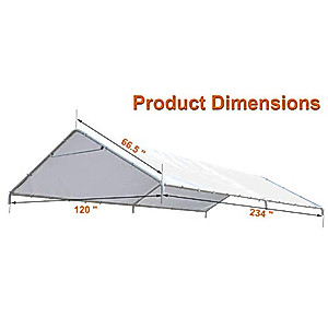 Thanaddo 10 x 20 Ft Carport Replacement Canopy Cover Garage Top Tent Shelter Tarp with Free 48 Ball Bungee Cords,White(Only Cover, Frame Not Include) (10x20 Ft, White)