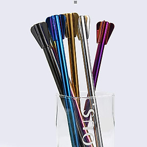 DOITOOL 4pcs Stainless Straws Smoothie Straw Drink Whisk Drink Stirrers Metal Drinking Straw Beverage Straws Reusable Bubble Tea Straw Cocktail Straw Blender Mixing Spoon Symphony Tumbler