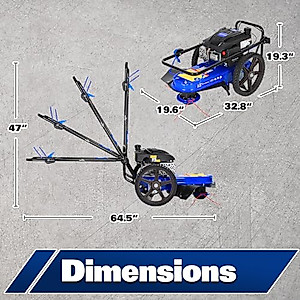 BILT HARD Walk Behind String Trimmer, 160cc 4-Cycle Gas String Mower, 22 Inch Cutting Diameter, Push Weed Eater with 14 Inch Flat Free Wheels, Brush Hog Mower for Farm, Lawn, Yard