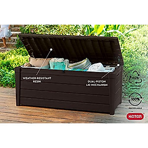 Keter Brightwood 120 Gallon Outdoor Resin Garden Patio Storage Furniture Deck Box