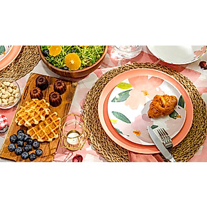 Zak Designs Melamine Dinnerware Set, 12-Piece, Service for 4, Blossom (Apricot)