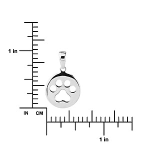 Hawaiian Silver Jewelry Dog Paw Print Pendant Necklace – 18-inch Sterling Silver Paw Print Necklace – Italian Made Sterling Silver Chain – Dainty and Cute Silver Necklace