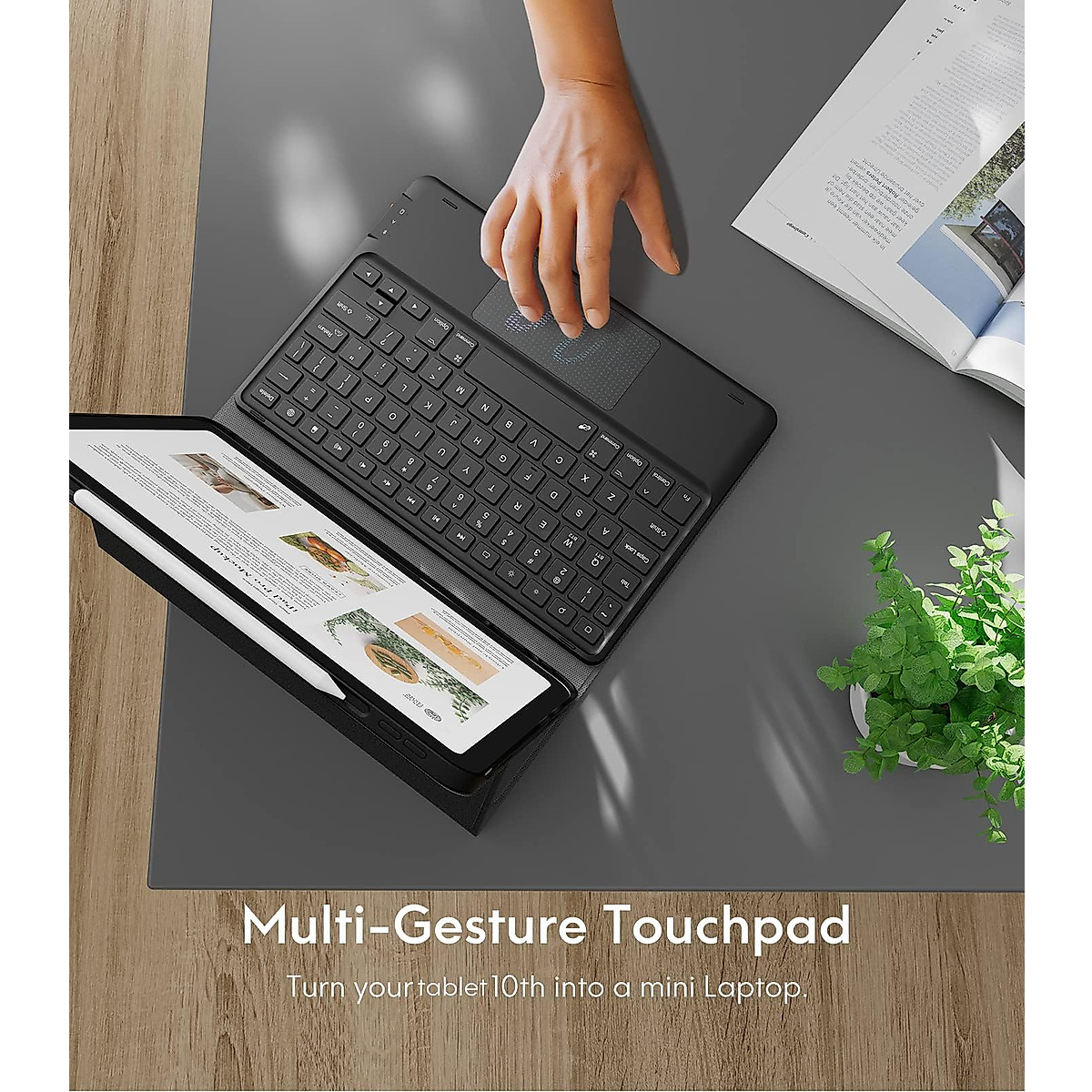 CHESONA For iPad 10th Generation Case with Keyboard (10.9", 2022), 7 Color Backlight, Multi-Touch Trackpad, Flip Stand Case with Pencil Holder, 2 Bluetooth Channels for iPad 10th 10.9 inch 2022, Black