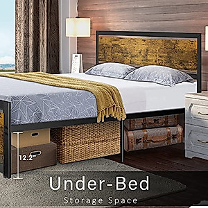 Codesfir Full Size Bed Frames with Wood Headboard and Footboard, Heavy Duty Platform Bed Frame with Storage, No Box Spring Needed, Solid and Stable, Noise Free, Easy Assembly, Vintage Brown