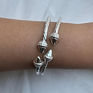 Better Jewelry Elegant Pointed Ends .925 Sterling Silver West Indian Bangles,1 pair