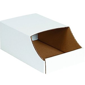 Partners Brand PBINB812 Stackable Bin Boxes, 8" x 12" x 4 1/2", Oyster White (Pack of 50)