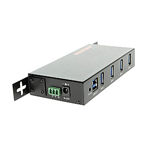 USB 3.0 4 Port Industrial Din Rail Mount Hub w/Power Adapter