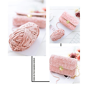 2 Pack Chenille Velvet Yarn Knitting Wool Thick Warm Crochet Knitting Yarns for DIY Hand-Knitted Fabric Art Bag Sweater Doll 200g