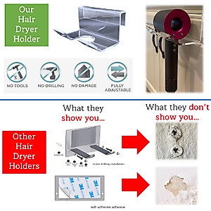 Kaizen Kreations Bathroom Organizers and Storage for Hair Dryer Holder and Bathroom Accessories. Dryer Holder for hairblower. Blow Dryer Holder and Storage for Bathroom. Compatible with Supersonic.