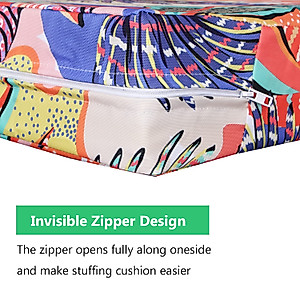 EHouseHome Patio Chair Seat Cushion Covers,Washable UV Resistant Slip Covers Replacement,Waterproof Outdoor Furniture Cushion Pillow Seat Cover for Couch,Garden,Sofa,22"×22"×4"(4 Covers Only,Monica)