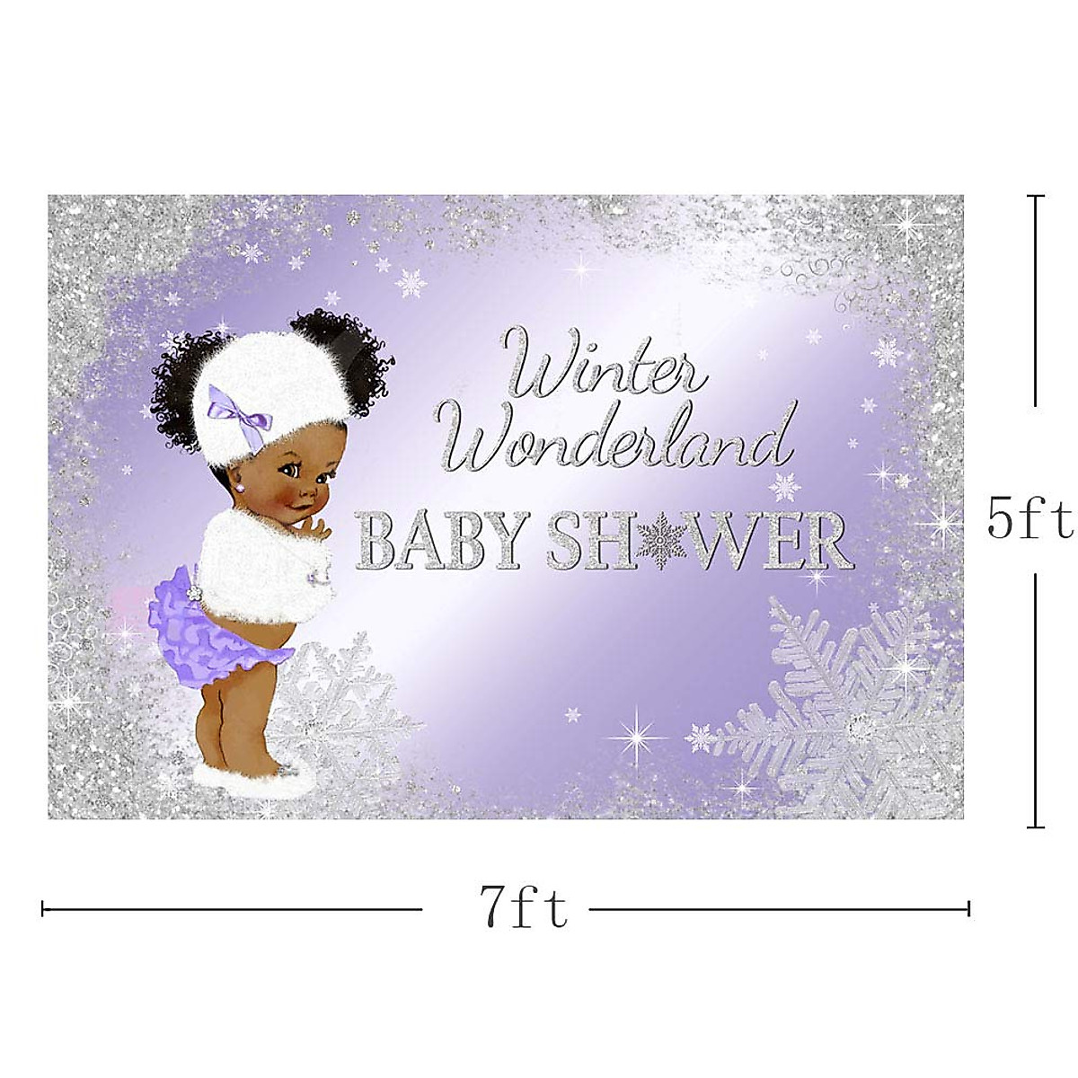 MEHOFOND 7x5ft Purple and Silver Winter Wonderland Girl Baby Shower Photo Background Props Glitter Snowflakes Lavender Backdrops Party Decoration It&#039;s A Girl Photo Banner for Dessert Table Supplies