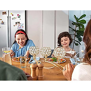 Crystal Candle Holders, Tealight Candlestick Candelabra Stand with 3 Arms,Candle Holder for Wedding Home Decor/Table Centerpiece Party Decoration (Gold)