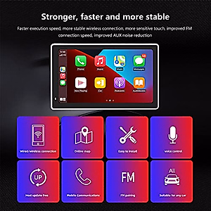 DriveLink Newest Portable Car Play Screen with Wireless Apple Carplay, Android Auto, AirPlay, AutoLink - 2023 Dash Mount Smart 7 Inch Display with Navigation, Bluetooth to Any Car