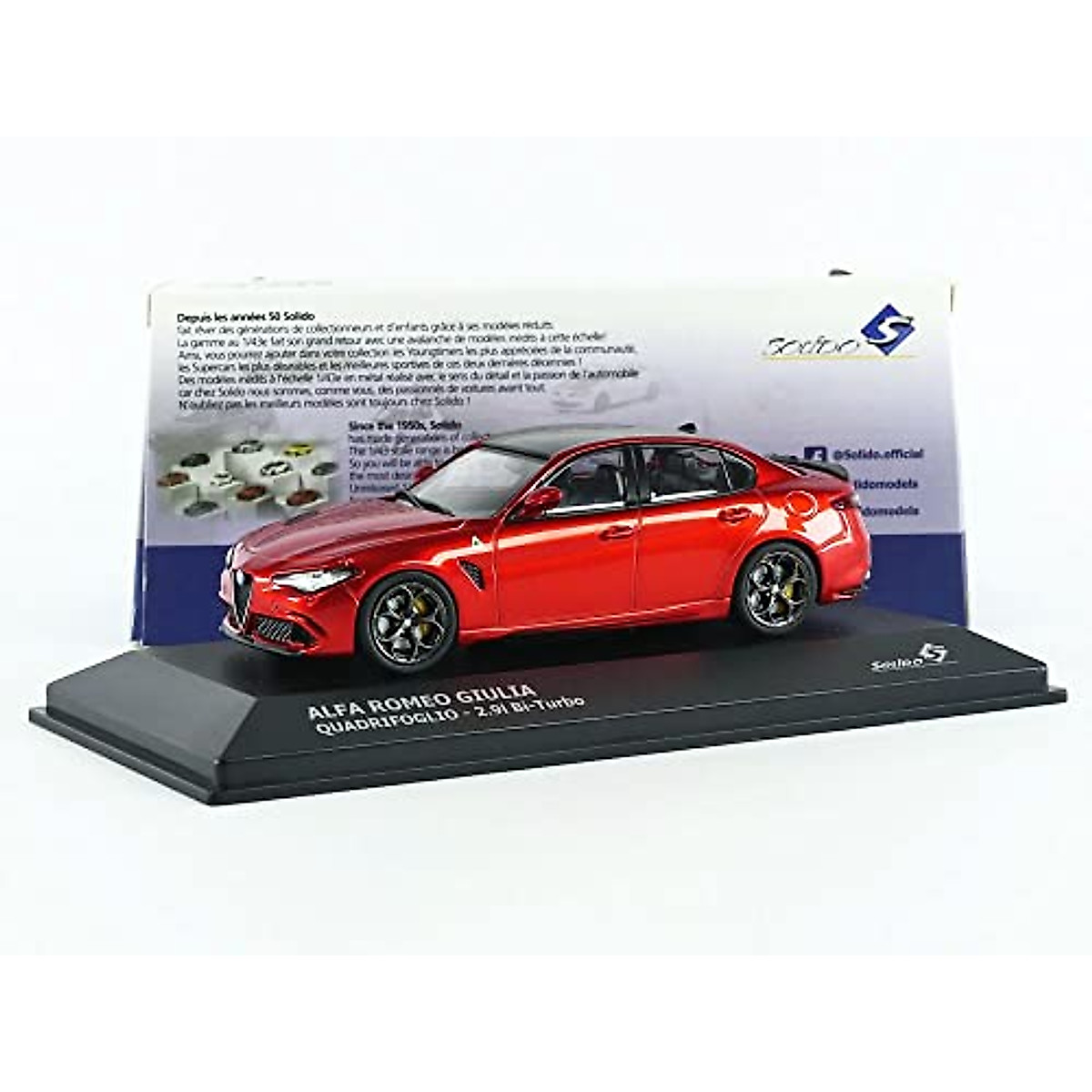 solido S4313102 ALFA Romeo Giulia QUADRIFOGLI None Collectible Miniature Car, Red, 1/43ème