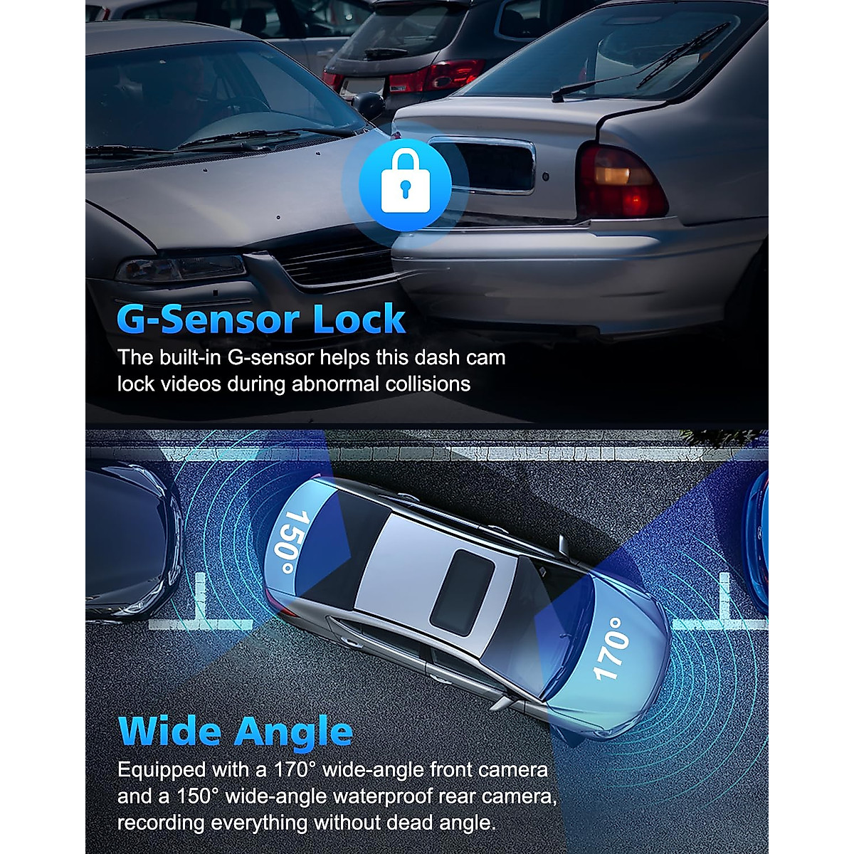 SUVCON Dash Cam Front and Rear 2K, Black