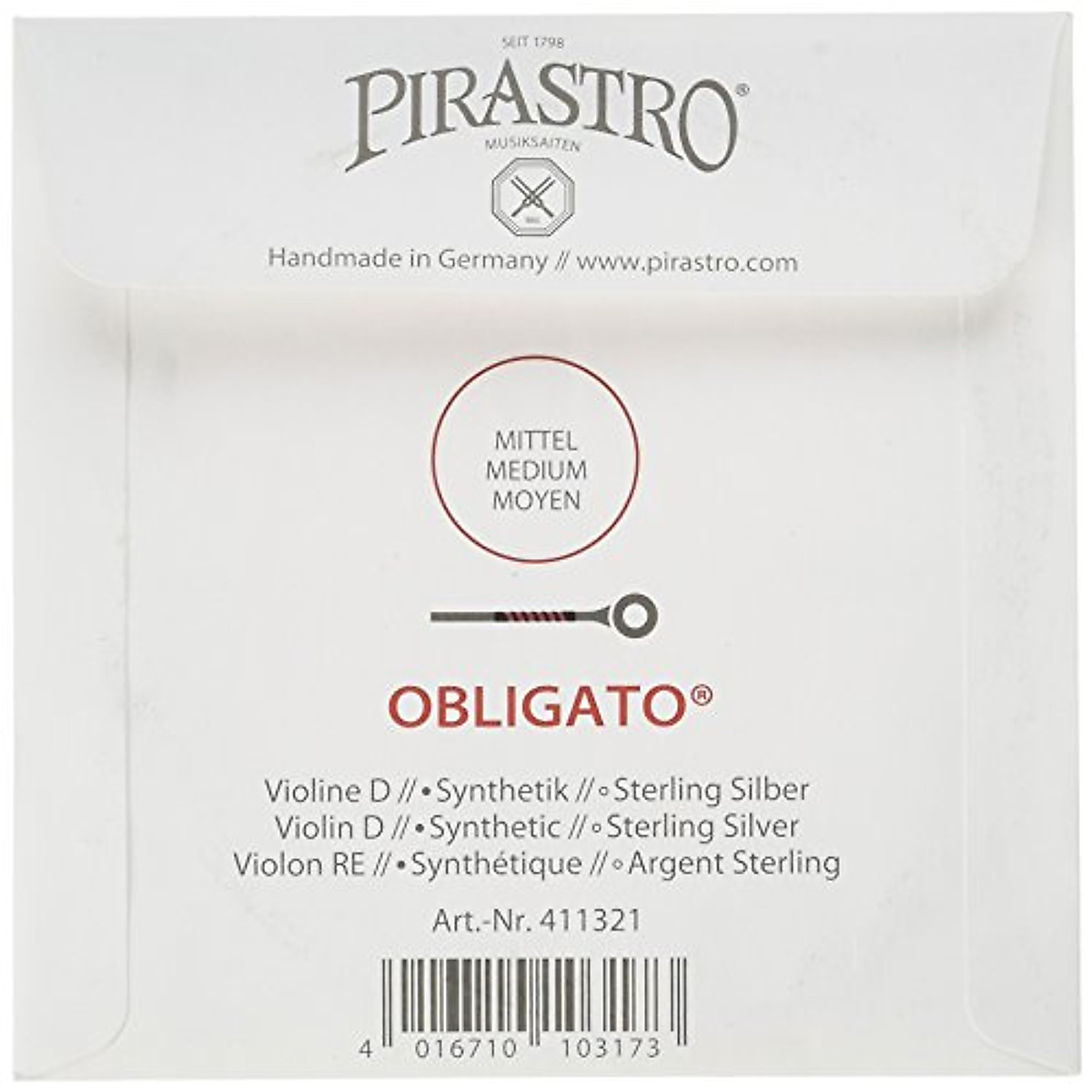 Pirastro Obligato Violin Strings Set with Steel E Ball End