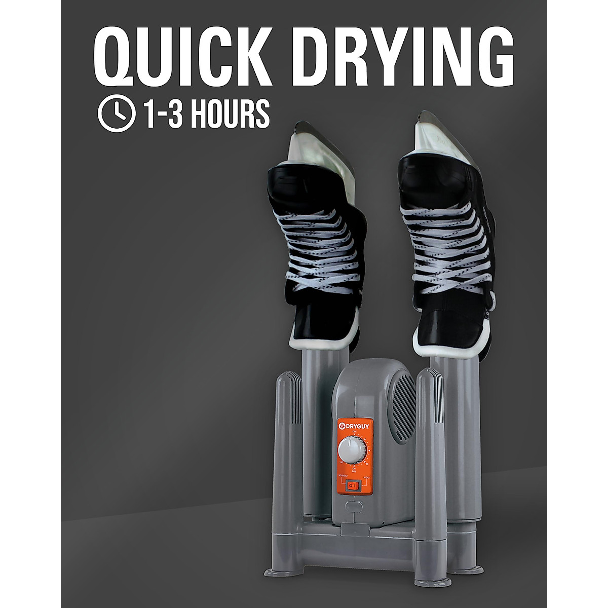 DryGuy Force Dry DX - Boot, Shoe, Garment & Gear Dryer - Convection Heating with Quiet Forced-Air Central Blower - 4 Drying Ports w/2 Extensions - Dries in 1-3 Hours - Heat/No Heat Switch & 3-Hr Timer