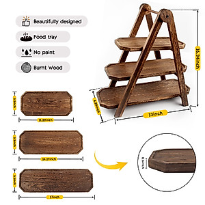 Kiusatig 3 Tier Serving Tray Tiered Decor Tray Tiered Tray Decor Foldable Ladder Serving Trays for Party,Food,Picnic,Home Decor,Bathroom
