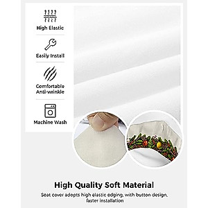 Stretch Printed Computer Office Chair Covers,Merry Christmas Tree Evergreen Trees Candy Cane Pine Cone Split Protective Desk Rotating Chair Slipcovers, Removable Spandex Chair Protector Cover