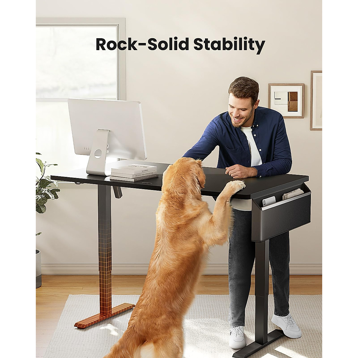 ErGear Standing Desk with Storage Pocket, 40 x 24 inch Height-Adjustable Standing Desk, Electric Standing Desk Workstation with Height Memory Presets for Home & Office, Black