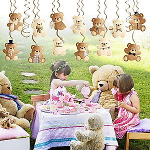 Bear Hanging Swirls Teddy Bear Baby Shower Decorations 15Pcs Teddy Bear Hanging Decor Cute Bear Swirls Ceiling Streamer We Can Bearly Wait Party Decorations for Bear Theme Baby Shower Supplies