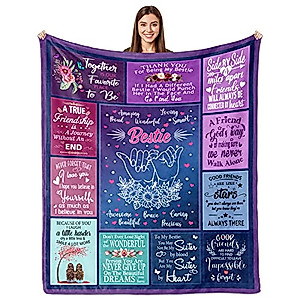 Bestie Gifts for Women, BFF Gifts for Best Friends Women, Bestie Gifts Blanket 60"x50", Bestie Birthday Gifts for Women, Sister Long Distance Friendship Gift for Christmas, To My Bestie Throw Blankets