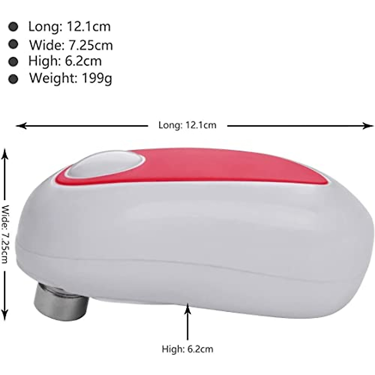 Kitchen Goods Electric Can Opener - One Touch Push of a Button, No Sharp Edge, Food Safe, Cordless Battery Operated, Portable Handheld and Easy to Operate for Adults & Seniors - White & Red