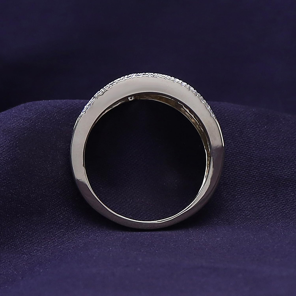 AFFY 5/8 Round Cut White Natural Diamond Multi-Row Crossover Ring in 10k Solid Yellow Gold Jewelry For Gift Women (Color: I-J, Clarity: I2-I3, 0.62 Cttw)-11.5