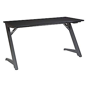 OSP Home Furnishings Beta Battlestation Gaming Desk with Bluetooth RGB LED Lights, Matte Black