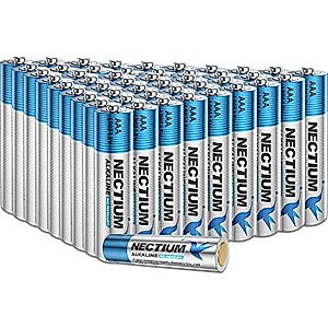 NECTIUM Superior Performance AAA Alkaline Pure-Gold-Bottom IoT Batteries (48 Count), Ultra Power, Long Lasting for IoT Devices and Smart Lock