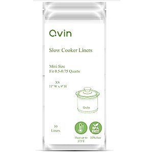 Qvin Small Slow Cooker Liners, BPA free and Easy Clean-Up Cooking Bags, Fit 0.65QT small Slow Cooker and mini crockpot, 10Pieces