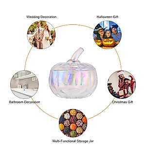 SHOWLOUE Glass Candy Jar with Lid, Food Storage Canisters Wedding Candy Buffet Jar Pumpkin Jar Decorative Kitchen Storage Jar for Christmas Halloween