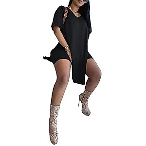 qfmqkpi Two Piece Outfits for Women Shorts Set Lightweight Tops High Waist Athletic Shorts Set Plus Size Black XXL