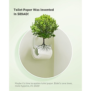 Bidet Attachment for Toilet, Ciays Ultra-Slim Bidet Toilet Seat Attachment, Self-Cleaning Dual Nozzles, Non-Electric Bidet Attachment for Sanitary and Feminine Wash, Bamboo/White