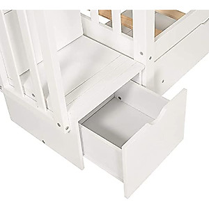 Harper & Bright Designs Full Over Full Bunk Bed with Stairs for Adults,Wooden Full Bunk Beds with 6 Storage Drawers and Shelves, Detachable Full Size Bunk Beds for Teens,Kids,Boys & Girls,White