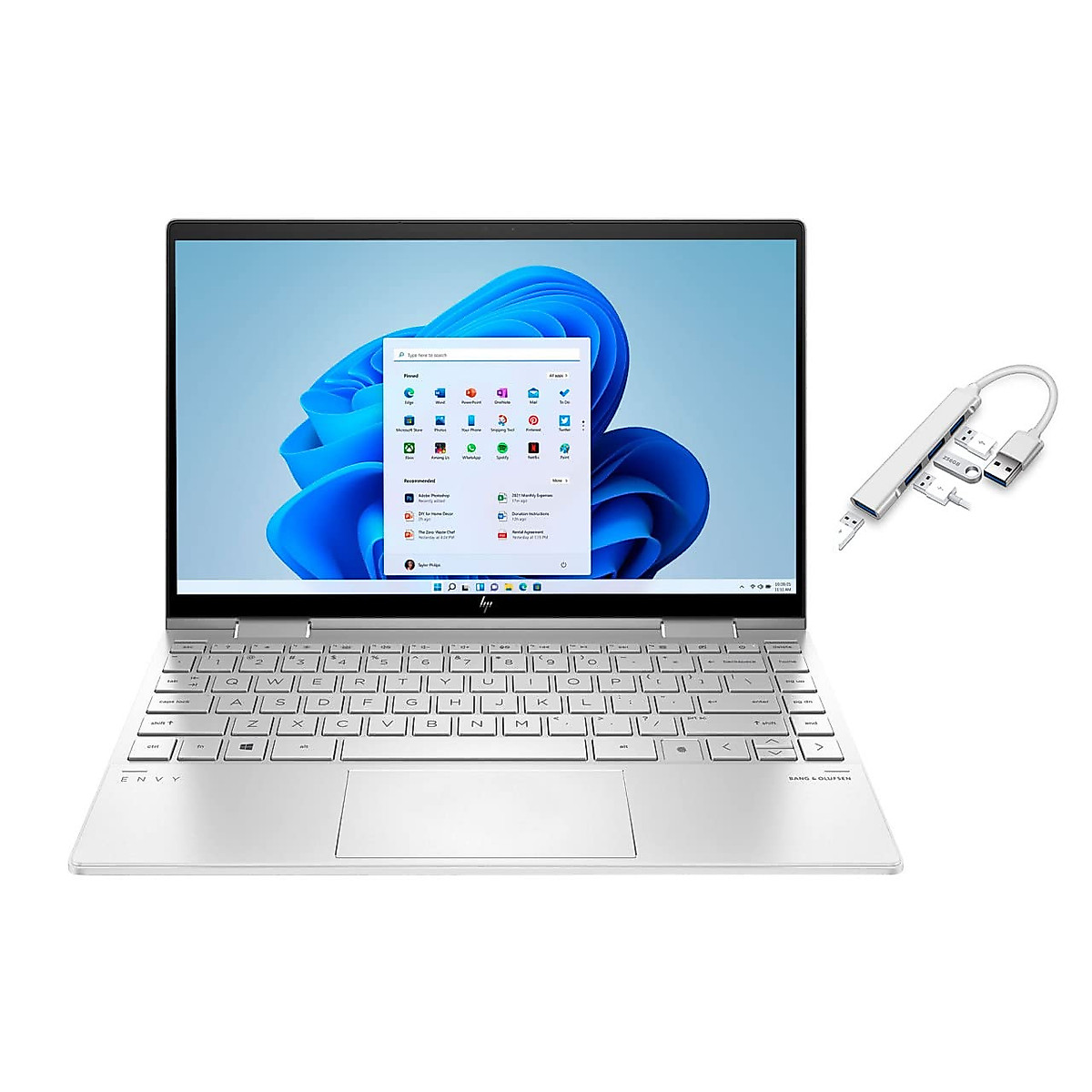 HP Envy X360 2-in-1 FHD OLED Touch-Screen Laptop | 11th Generation Intel Core i7-1195G7 8GB DDR4 RAM 512GB SSD Backlit Keyboard Fingerprint Windows 11 Home with USB3.0 Bundle Silver 13-13.99 inches
