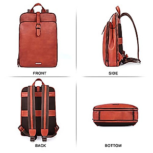 CLUCI Womens Backpack Purse Genuine Leather 15.6 Inch Laptop Backpack Vintage Travel Casual Daypack Reddish Brown