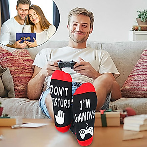 Kelool Do Not Disturb I'm Gaming Socks,Fathers Day Socks Gifts for Dad,Birthday Gifts for Mens,Teenage Boy Gifts Idea for Son,Boyfriend