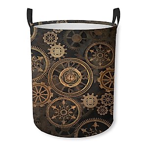 Laundry Basket Steampunk Vintage Gear Laundry Hamper Foldable Storage Basket for Bathroom Room Home Decor