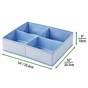 Fabric 4 Section Drawer and Closet Storage Organizer for Kids - Blue