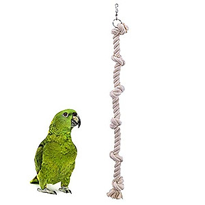 SONGBIRDTH Parrot Chew Toys - Pet Bird Parrot Cotton Rope Knot Climbing Hanging Cage Decor Swing Chew Toy for Medium and Small Parrot White