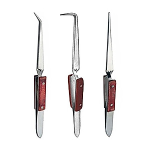 Bundle: Cross Lock Fiber Grip Soldering Tweezers Set - 6.5" Solder Tweezers ( 45-Degree Angle), 6" Solder Tweezers (Approx. 90-Degree Angle) & 6.5" Straight