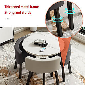 Dining Table Set Table Imitation Marble Top Dining Room Table Set for Small Spaces, Kitchen Table and Chairs for 4, Dining Set w/ 4 Chairs, Padded Seats & Backrests, Wooden Frame ( Color : Gray round