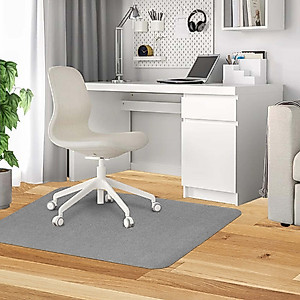 Office Chair Mat for Hardwood & Tile Floor, Under Desk Chair Mat for Hard Floor, Computer Gaming Rolling Chair Rug, Large Anti-Slip Floor Protector Carpet for Home Ofiice - 48"x36"- Light Grey