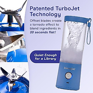 BlendJet 2-Pack Portable Blender for Smoothies & Shakes - 16oz BlendJet 2 Cordless Blender, USB-C Charging & Self Cleaning - Quiet Mini Travel Blender w/Stainless Steel Blade, Black & Mint (Renewed)